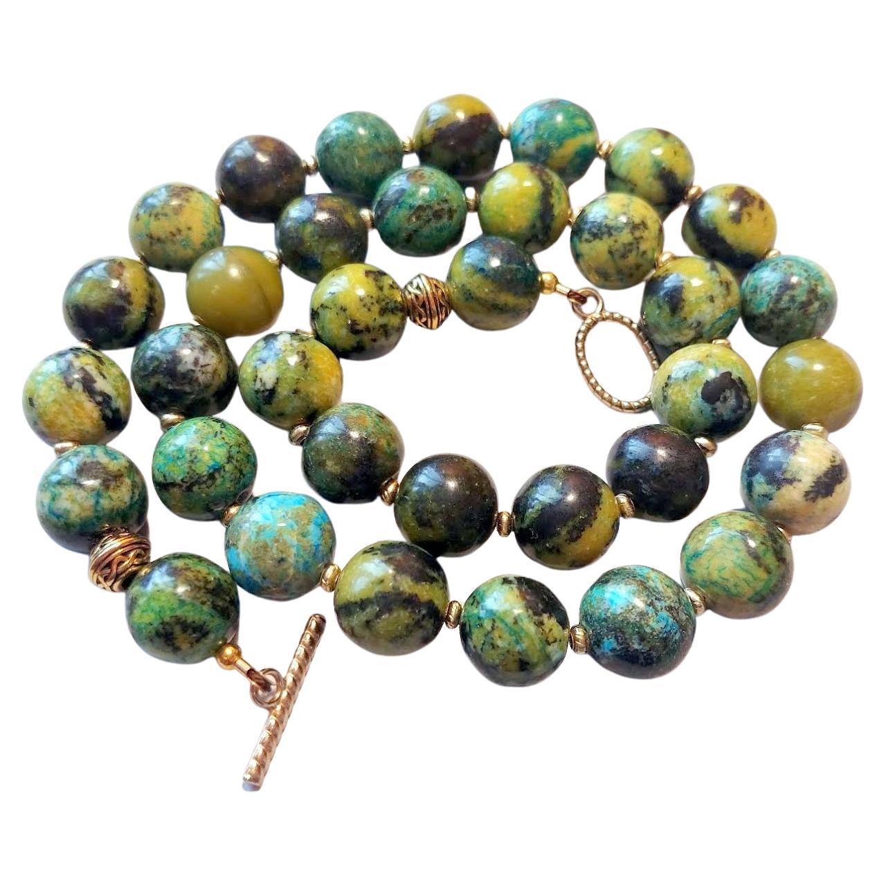 Vintage Turquoise and Gold Necklace For Sale at 1stDibs