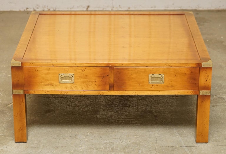 Vintage Yew Wood Military Campaign Coffee Table Double Sided Four ...
