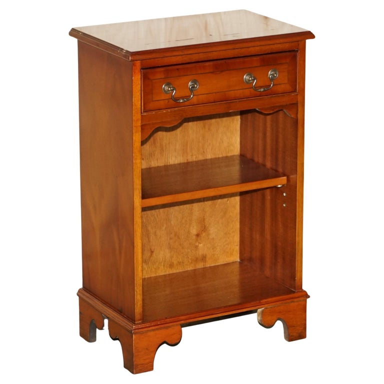 Vintage Yew Wood Side / End Sized Book Table with Single Drawer and ...