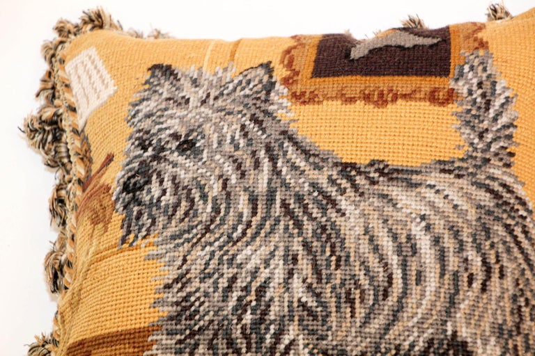 Vintage Yorkshire Terrier Needlepoint Throw Pillow Dog Pillow Design ...