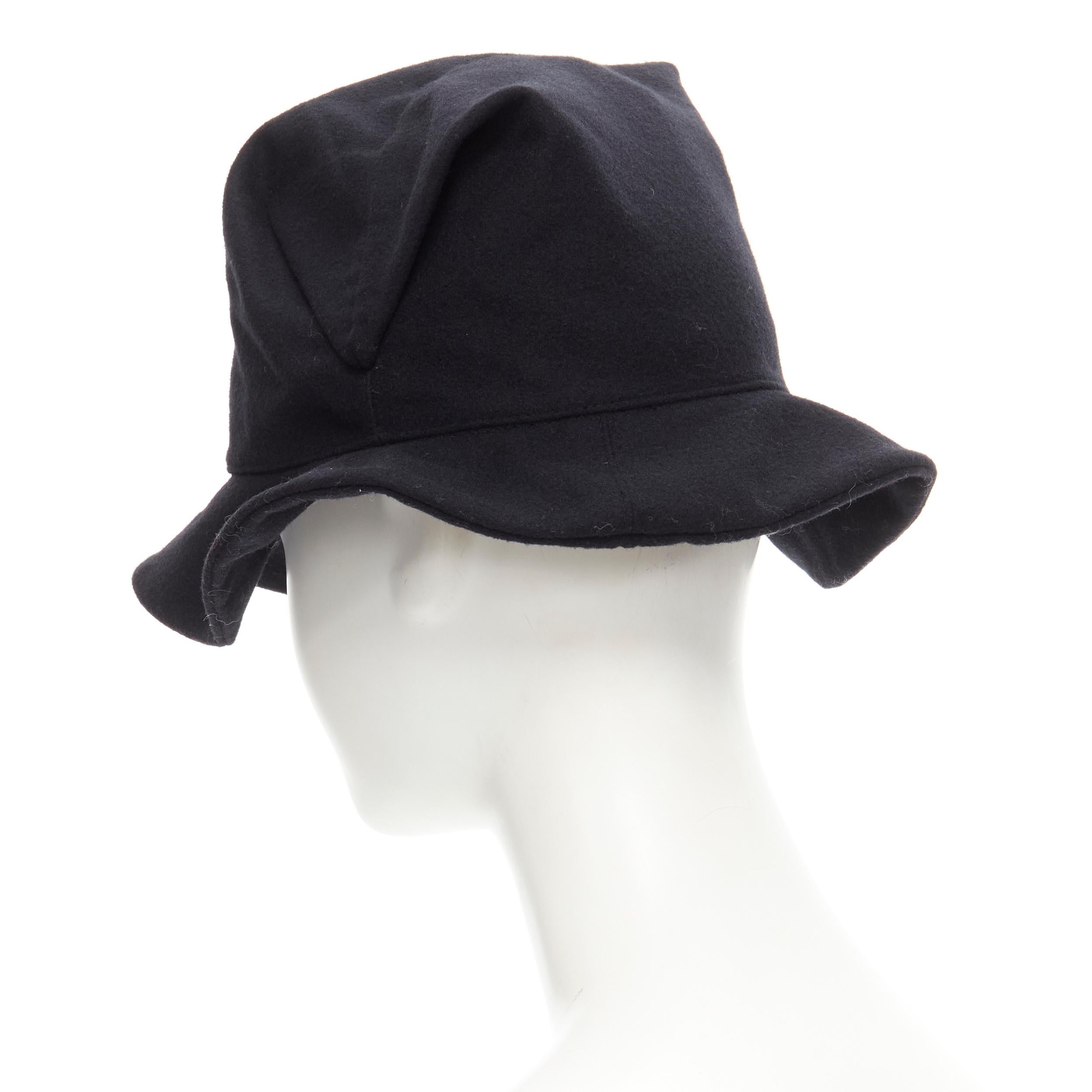 vintage Y's YOHJI YAMAMOTO black wool angular pointed witch Fedora hat ...