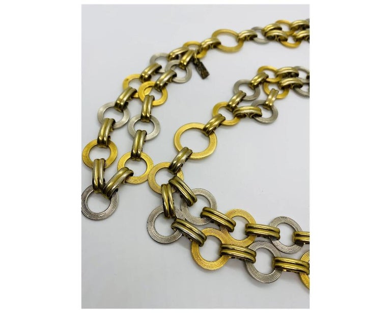Vintage YSL 2 Tone Gold and Silver Color Metal Belt For Sale at 1stDibs