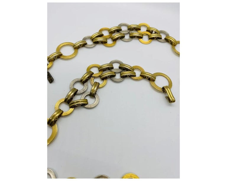 Vintage YSL 2 Tone Gold and Silver Color Metal Belt For Sale at 1stDibs
