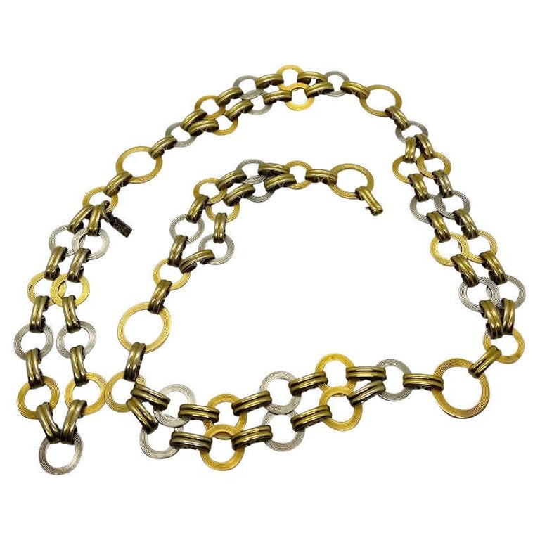 Vintage YSL 2 Tone Gold and Silver Color Metal Belt For Sale at 1stDibs