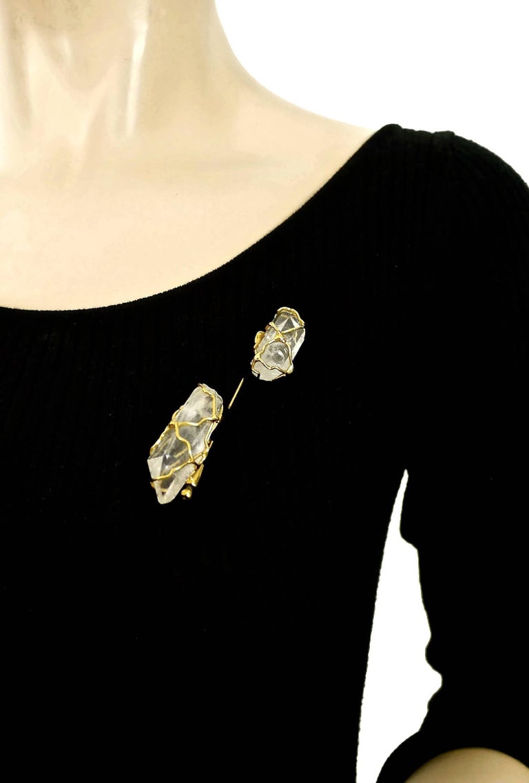 Vintage YSL Yves Saint Laurent Rock Crystal by Robert Goossens Brooch ...