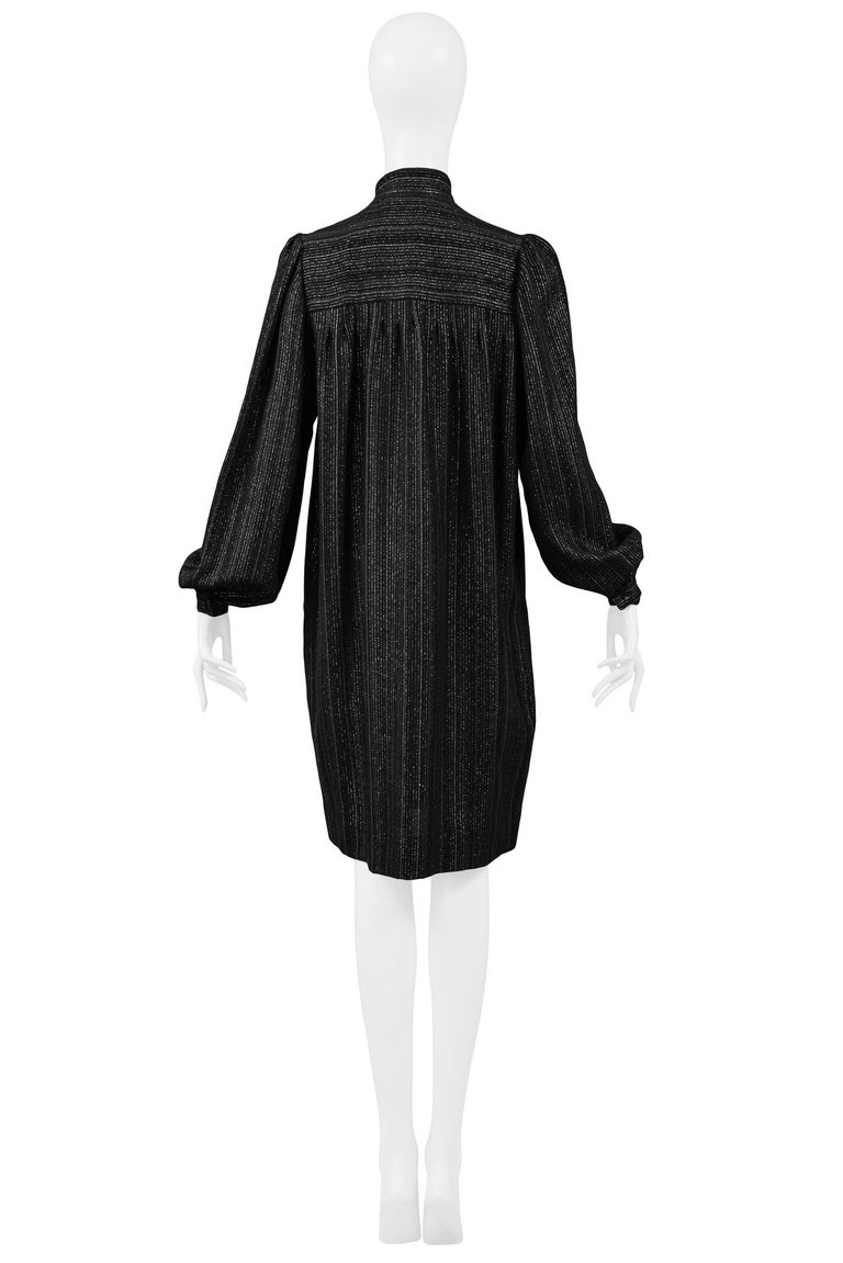 Vintage Yves Saint Laurent 1970's Black and Gold Smock Dress at 1stDibs