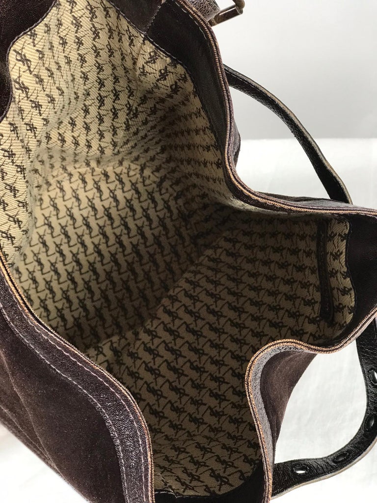 Vintage Yves Saint Laurent Brown Suede and Leather Bucket Shoulder bag ...