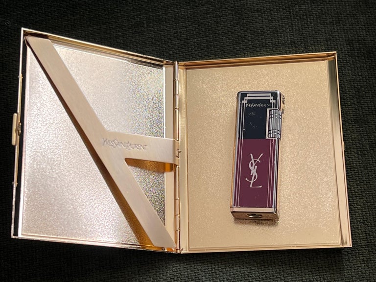 Vintage “Yves Saint Laurent“ Cigarette case and Lighter Set For Sale at ...