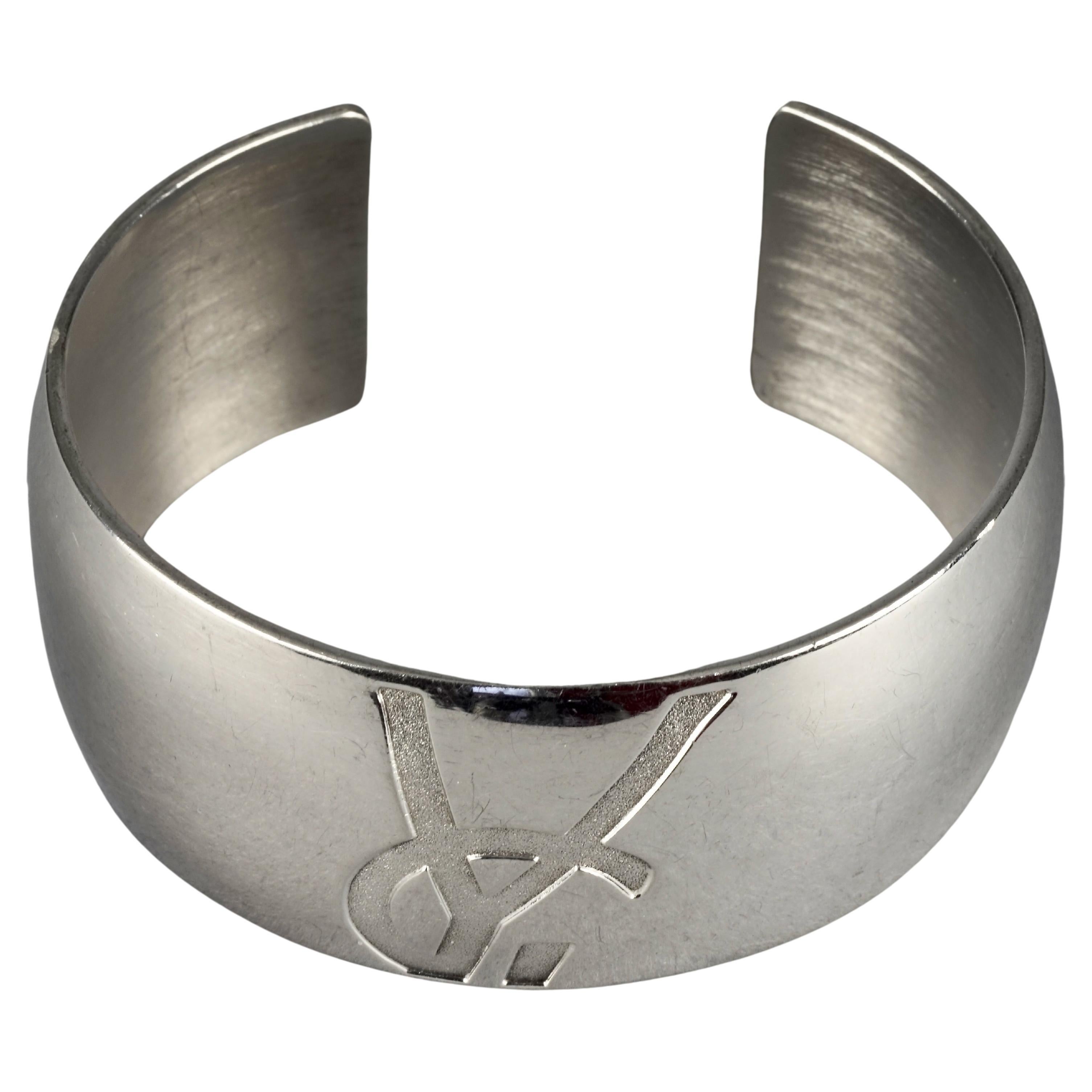 Vintage YVES SAINT LAURENT Engraved Ysl Logo Sterling Silver Cuff ...