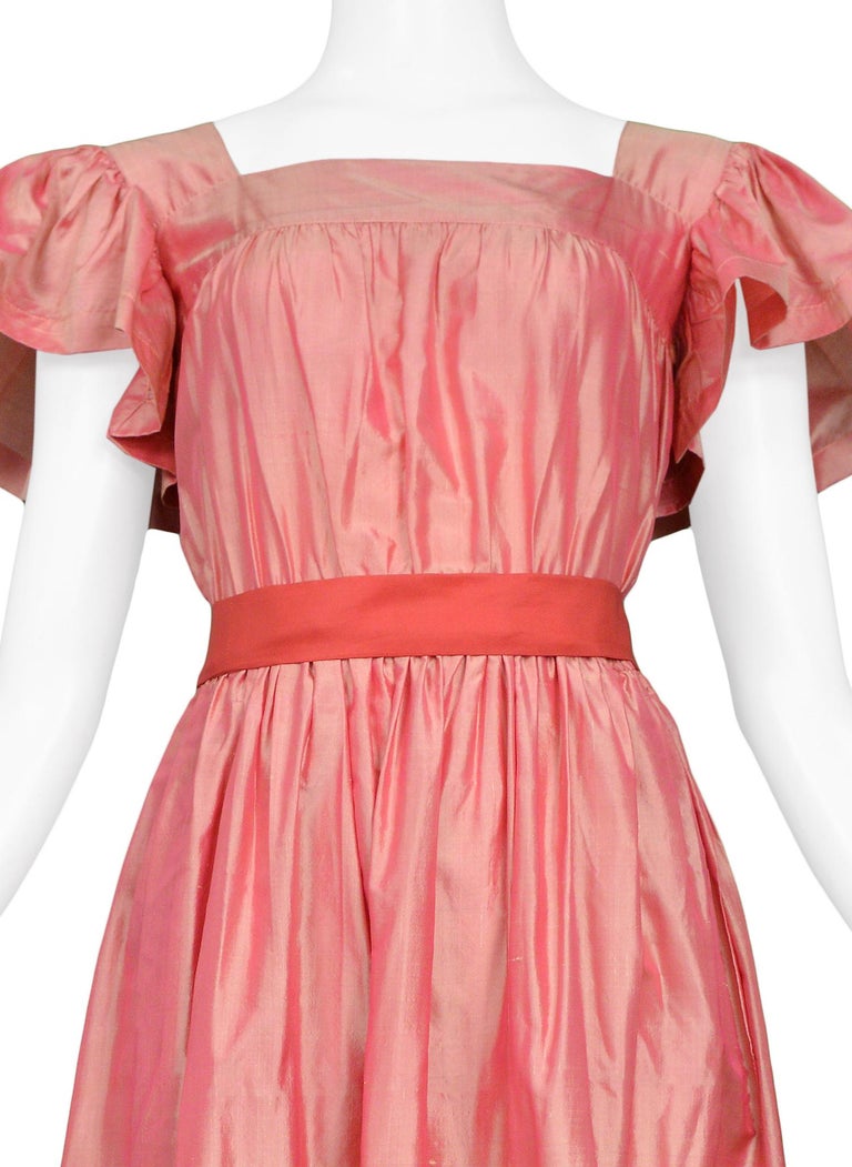 Vintage Yves Saint Laurent YSL Pink Taffeta Ruffle Party Dress For Sale ...