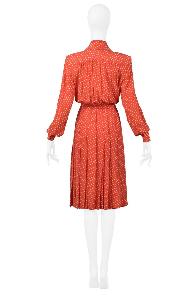 Vintage Yves Saint Laurent Red and White Dot Double Breasted Silk Dress ...