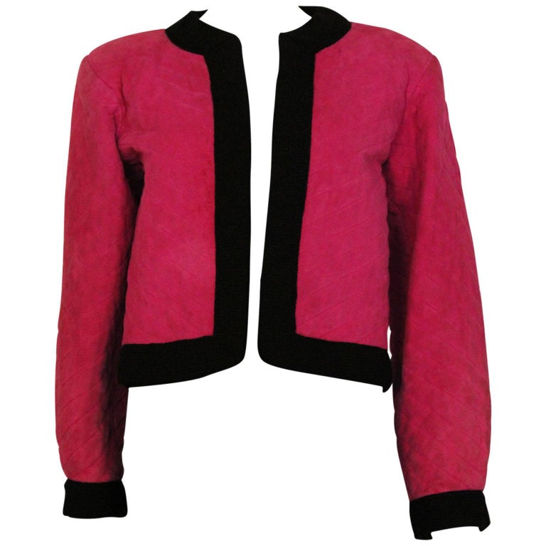 Vintage Yves Saint Laurent Rive Gauche Pink Suede Jacket For Sale at ...