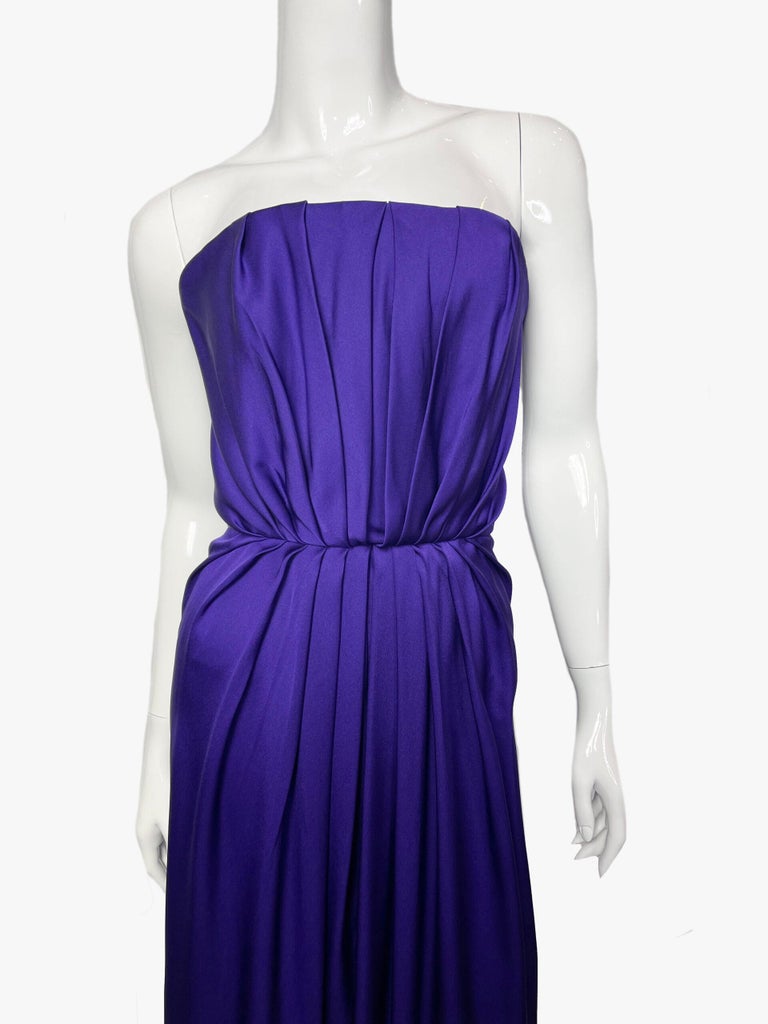 Vintage Yves Saint Laurent Silk Violet Bustier Dress, 1980s For Sale at ...