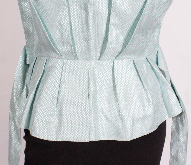 Vintage Yves Saint Laurent Silver and Blue Jacket For Sale at 1stDibs