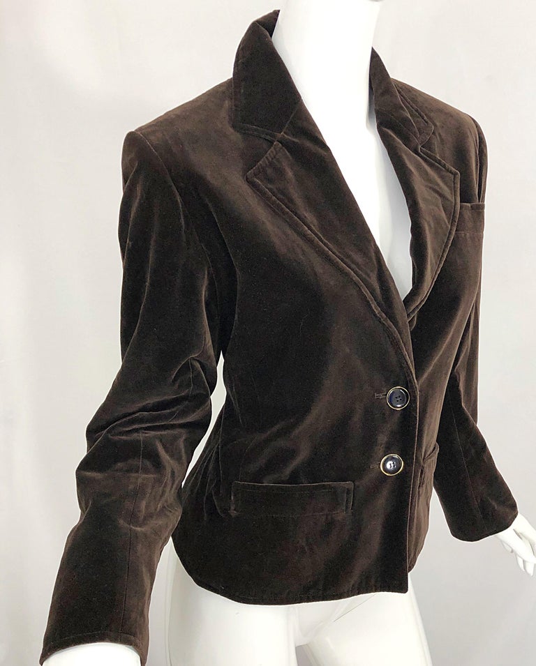 Vintage Yves Saint Laurent Size 40 / US 8 Chocolate Brown Velvet ...
