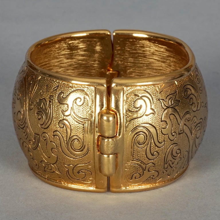 Vintage YVES SAINT LAURENT Ysl Arabesque Textured Cuff Bracelet For ...