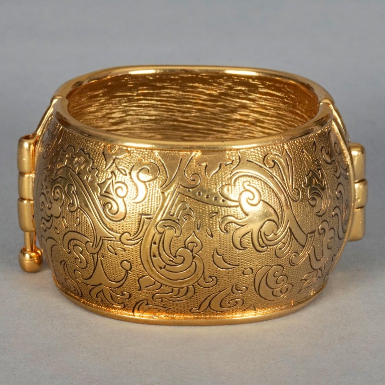 Vintage YVES SAINT LAURENT Ysl Arabesque Textured Cuff Bracelet For ...