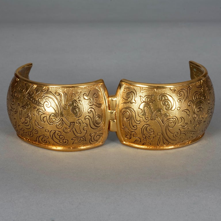 Vintage YVES SAINT LAURENT Ysl Arabesque Textured Cuff Bracelet For ...