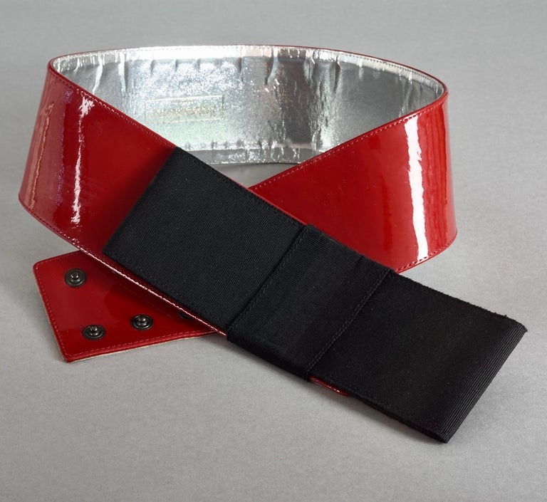 Vintage YVES SAINT LAURENT Ysl Black Bow Red Patent Belt For Sale at ...