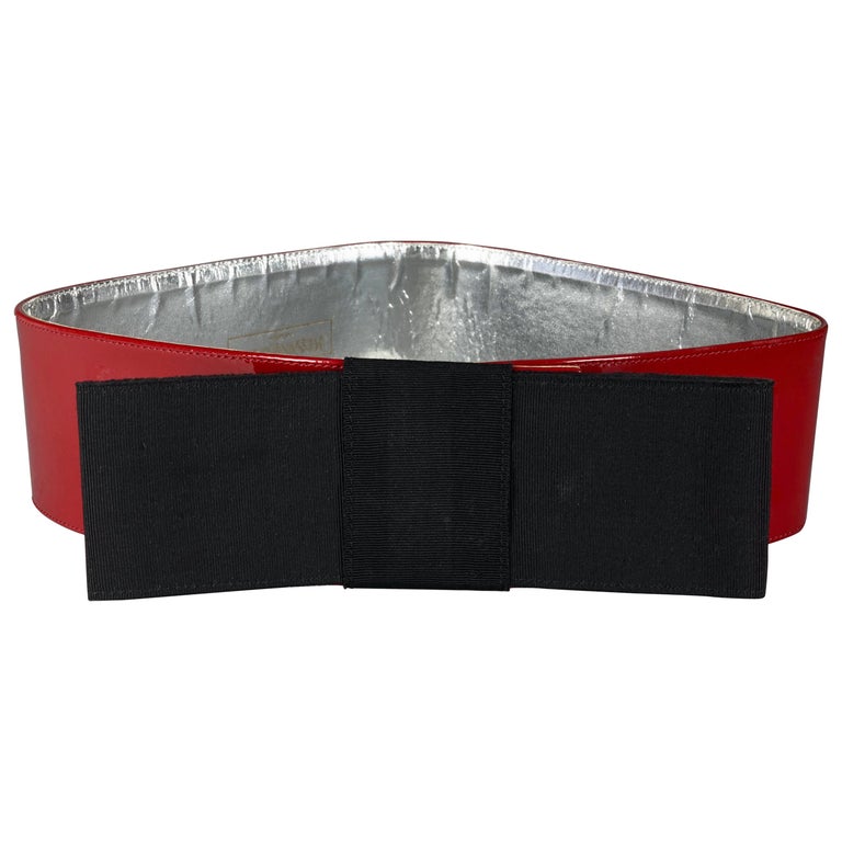 Vintage YVES SAINT LAURENT Ysl Black Bow Red Patent Belt For Sale at ...