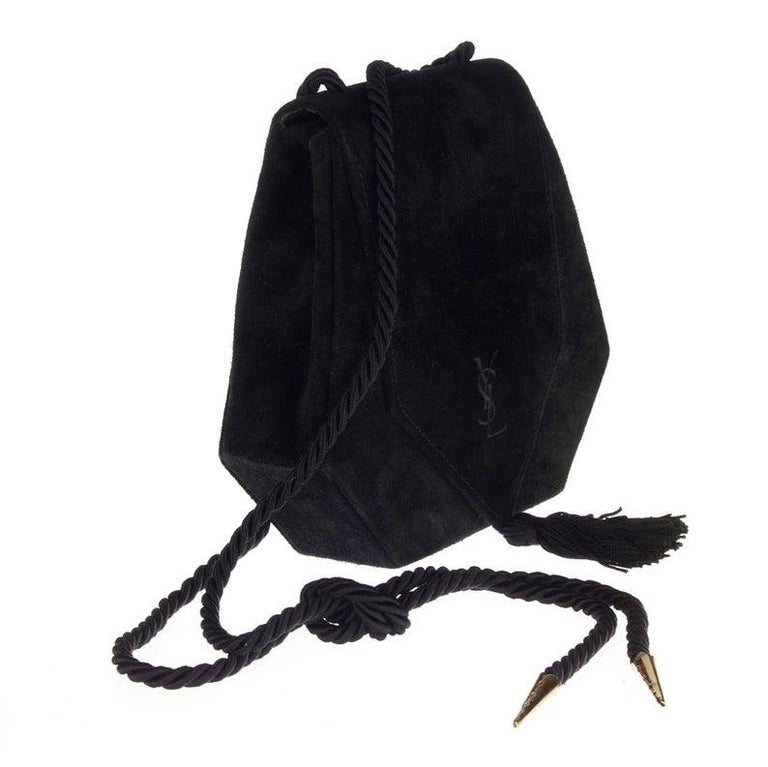 Vintage YVES SAINT LAURENT Ysl Black Tassel Suede Shoulder Bag at ...