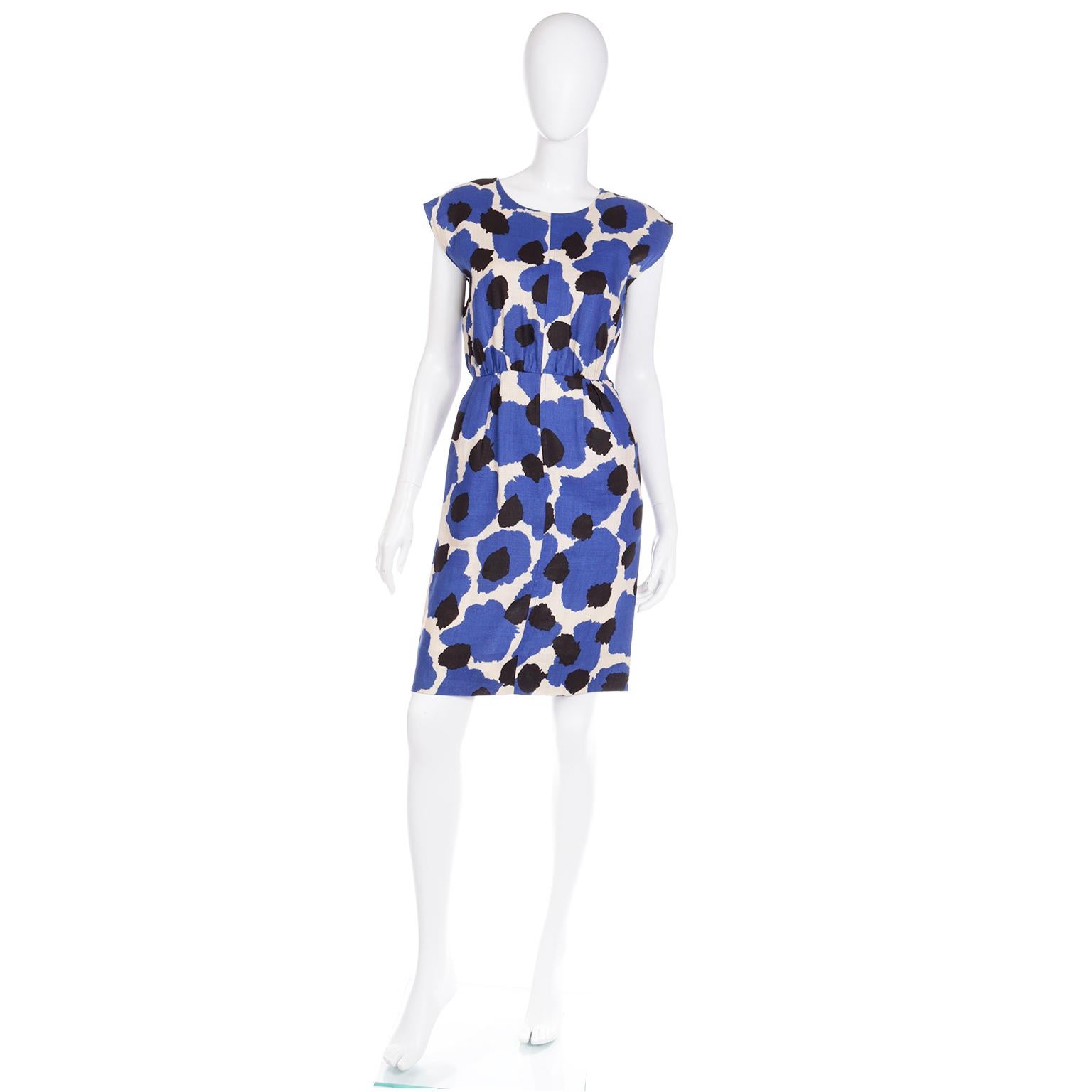 1984 Vintage Yves Saint Laurent YSL Bold Blue Abstract Floral Print ...
