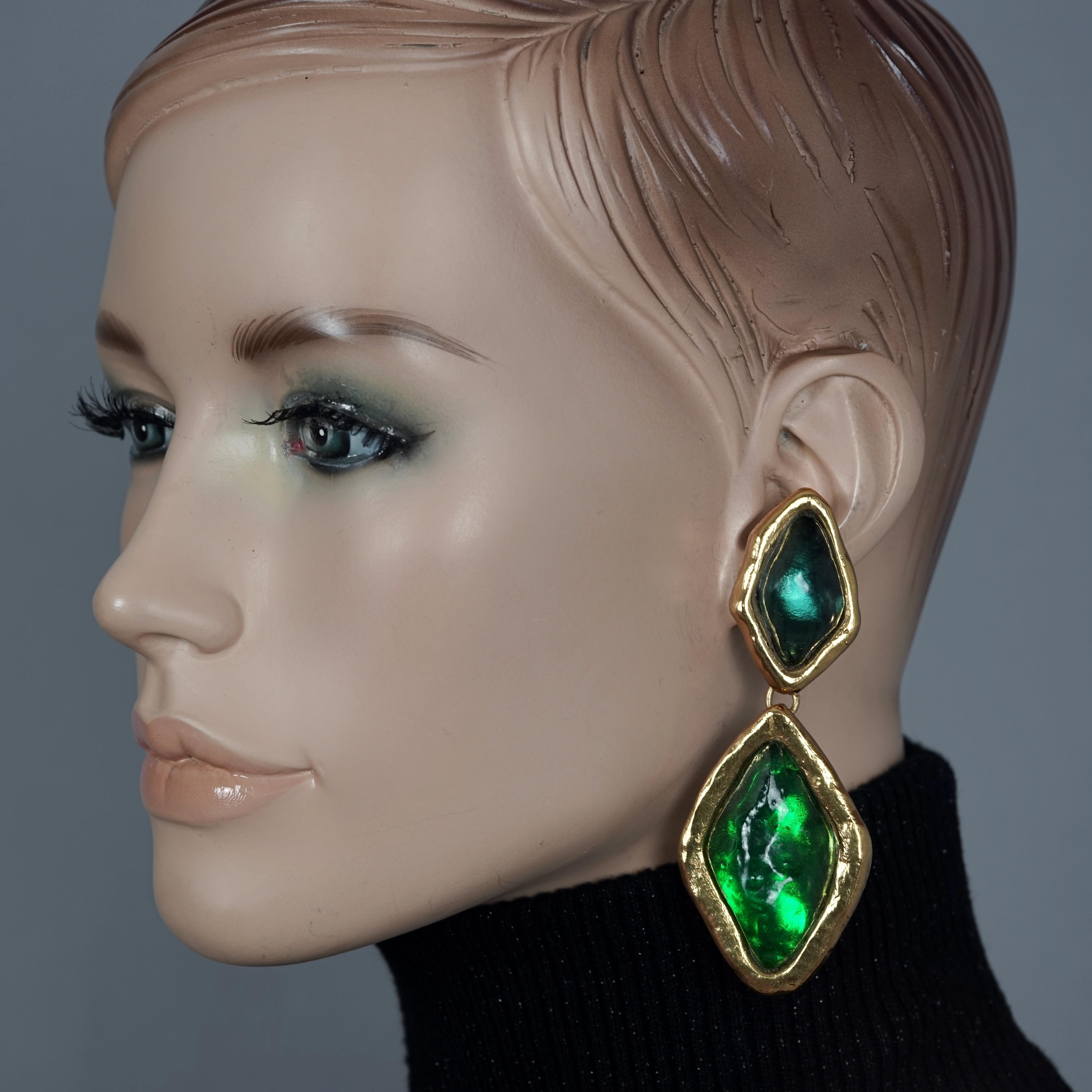 Vintage YVES SAINT LAURENT Ysl Diamond Resin Dangling Earrings at 1stDibs