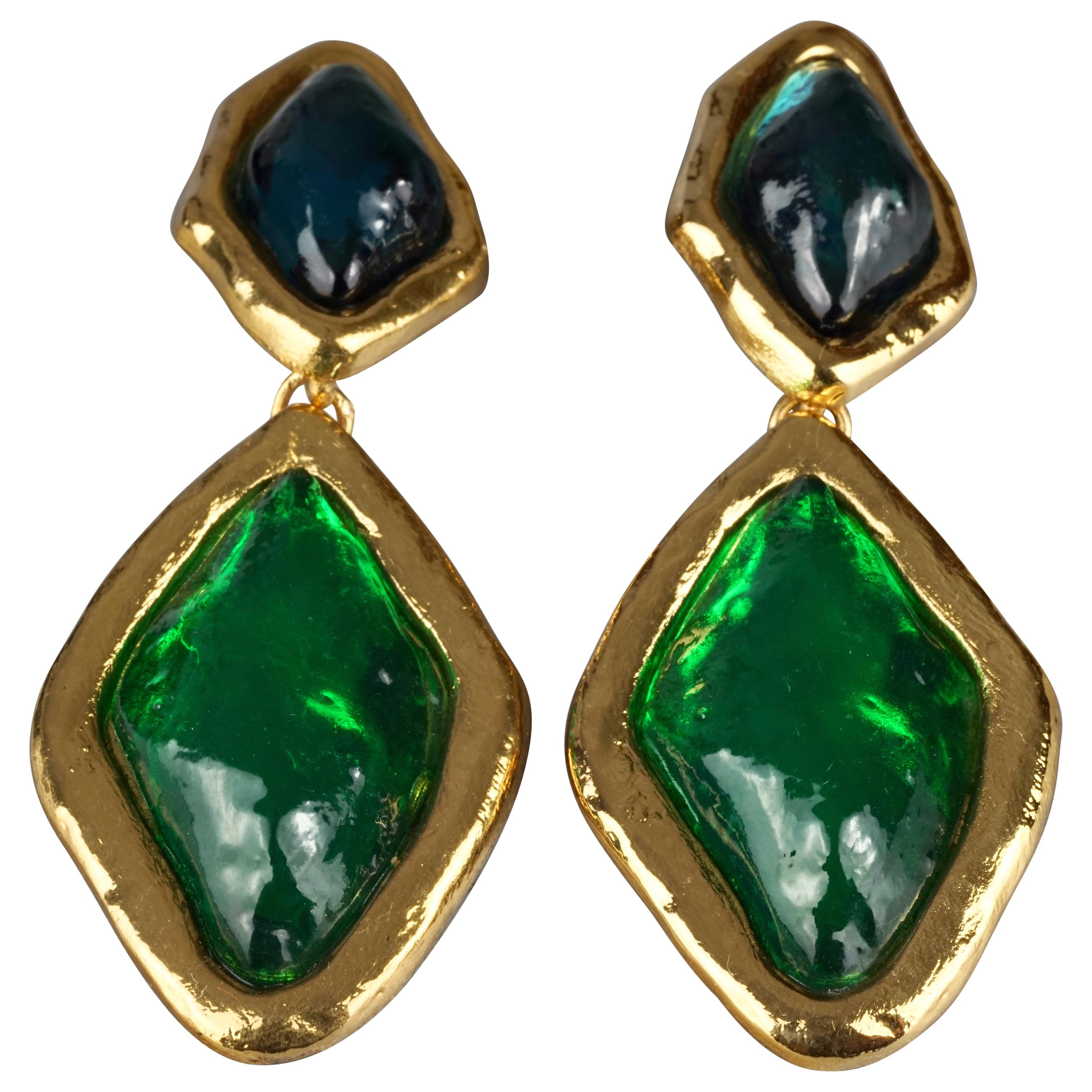 Vintage YVES SAINT LAURENT Ysl Diamond Resin Dangling Earrings at 1stDibs