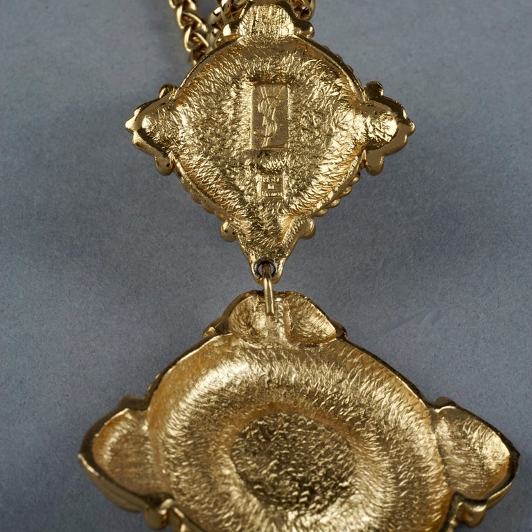 Vintage YVES SAINT LAURENT Ysl Double Diamond Pearl Chain Necklace at ...