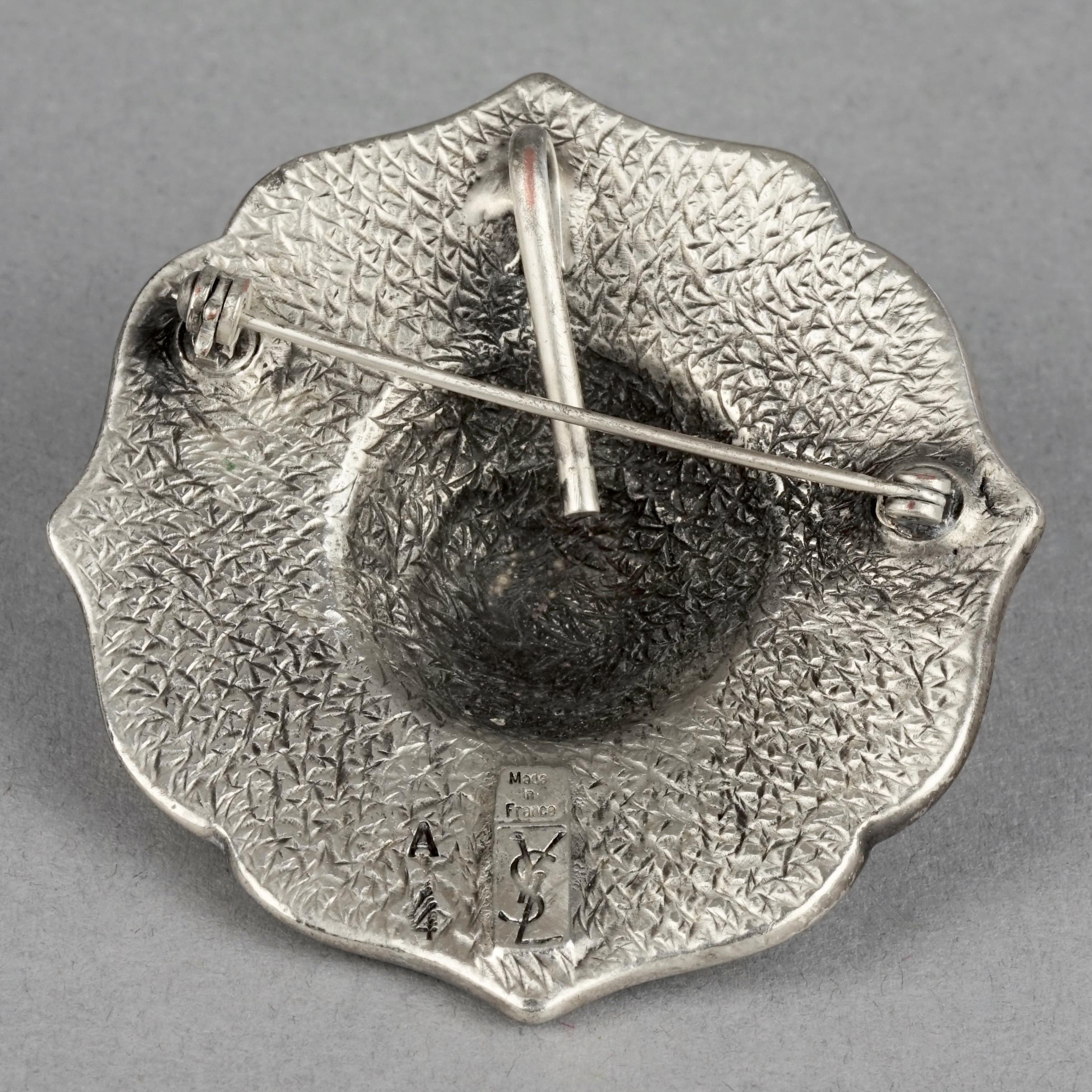 Vintage YVES SAINT LAURENT Ysl Engrave Pineapple Flower Pendant Brooch ...