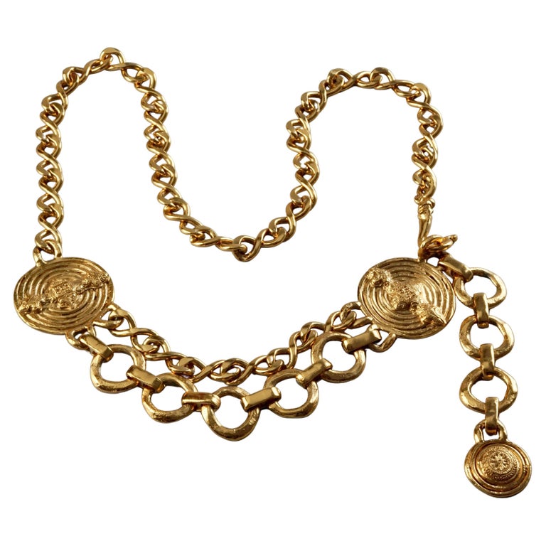 Vintage YVES SAINT LAURENT Ysl Ethnic Charm Chain Necklace Belt at 1stDibs
