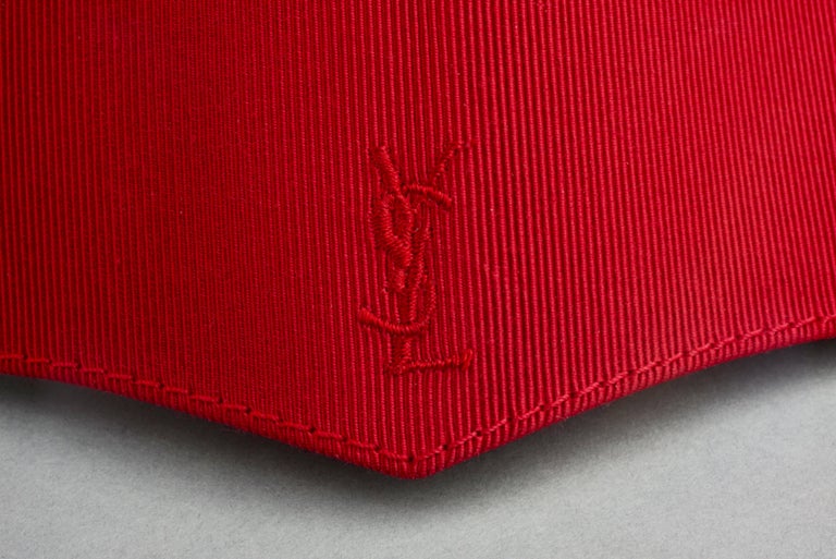 Vintage YVES SAINT LAURENT Ysl Flower Embroidered Grosgrain Ribbon Red ...