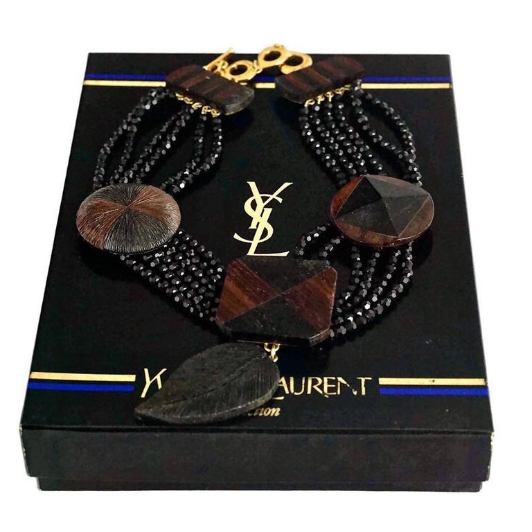 Vintage YVES SAINT LAURENT Ysl Geometric Wood Marquetry Multi Layer ...