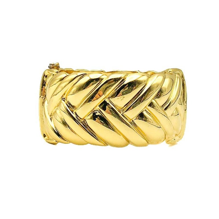 Vintage Yves Saint Laurent YSL Gold Ruby Crystal Cuff 1980s For Sale at ...