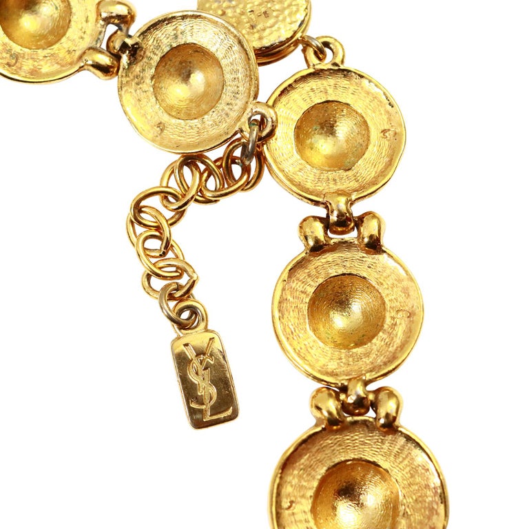 Vintage Yves Saint Laurent YSL Gold Tone Round Heavy Necklace Circa ...