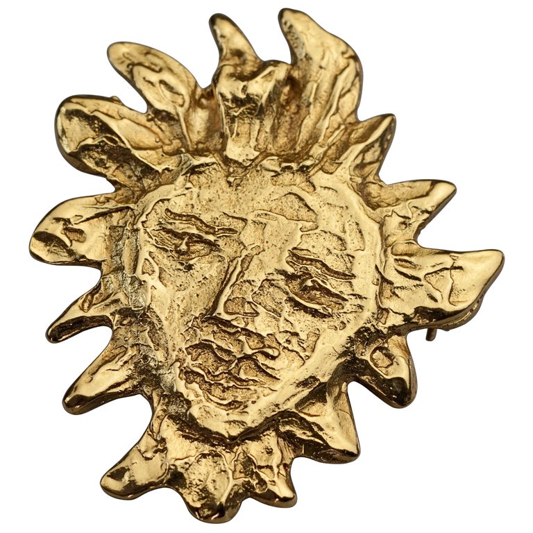 Vintage YVES SAINT LAURENT Ysl Goossens Sun Face Pendant Brooch at 1stDibs
