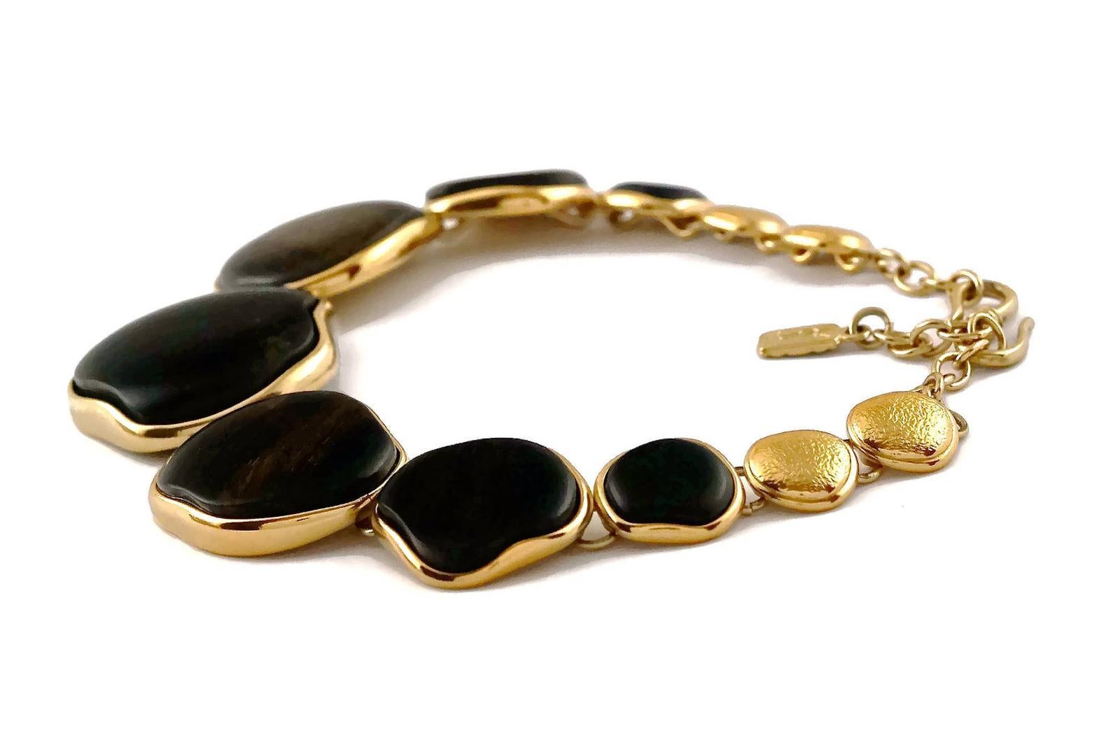 Vintage YVES SAINT LAURENT Ysl Graduated Wood Choker Necklace at 1stDibs