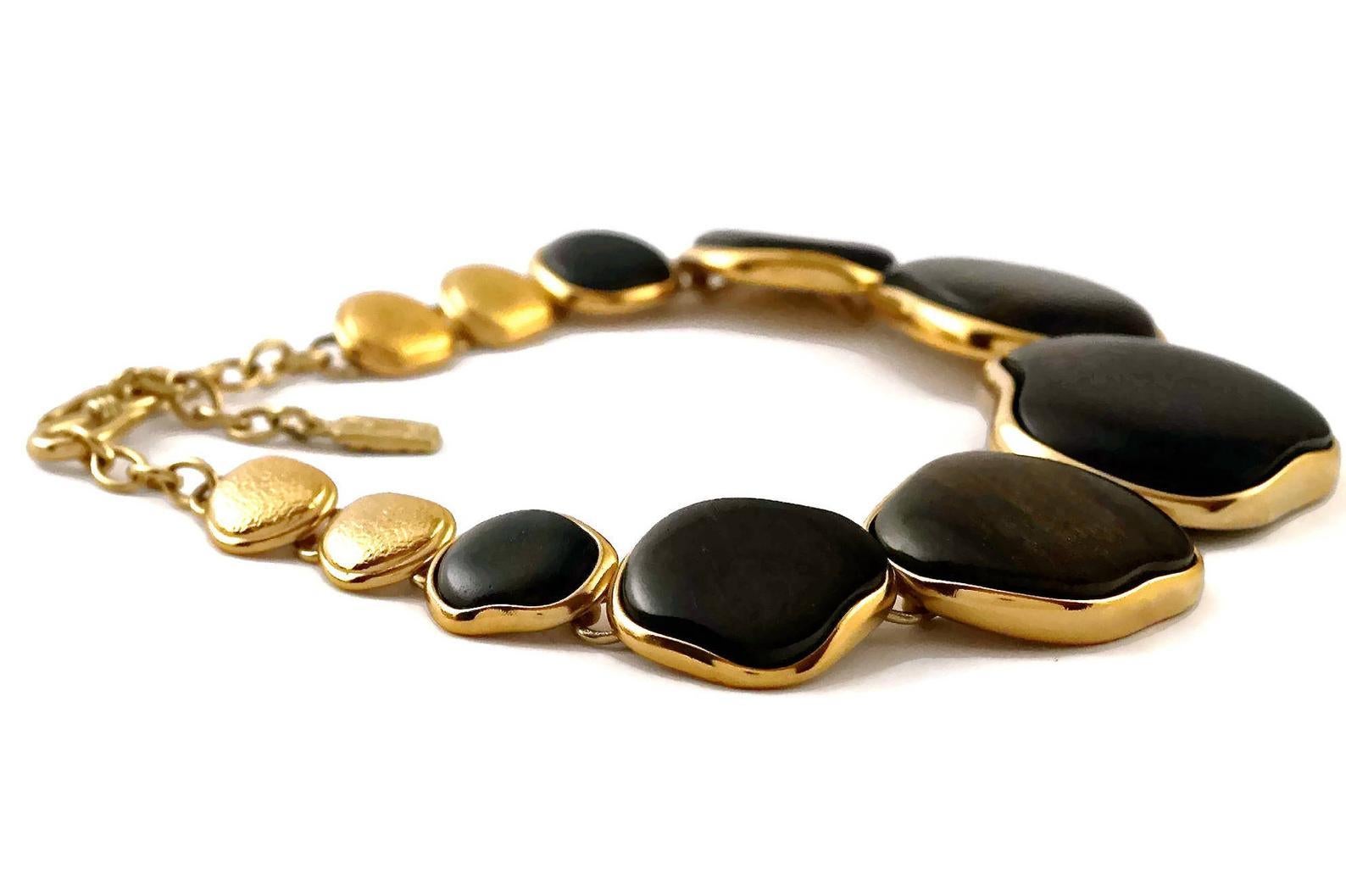 Vintage YVES SAINT LAURENT Ysl Graduated Wood Choker Necklace at 1stDibs