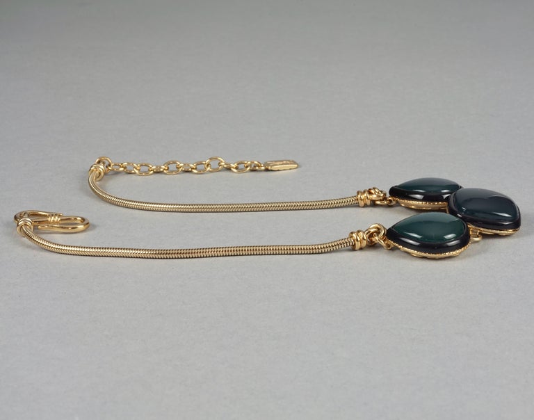 Vintage YVES SAINT LAURENT Ysl Green Cabochon Black Enamel Snake Chain ...