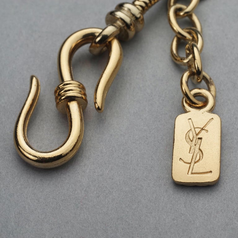 Vintage YVES SAINT LAURENT Ysl Green Cabochon Black Enamel Snake Chain ...