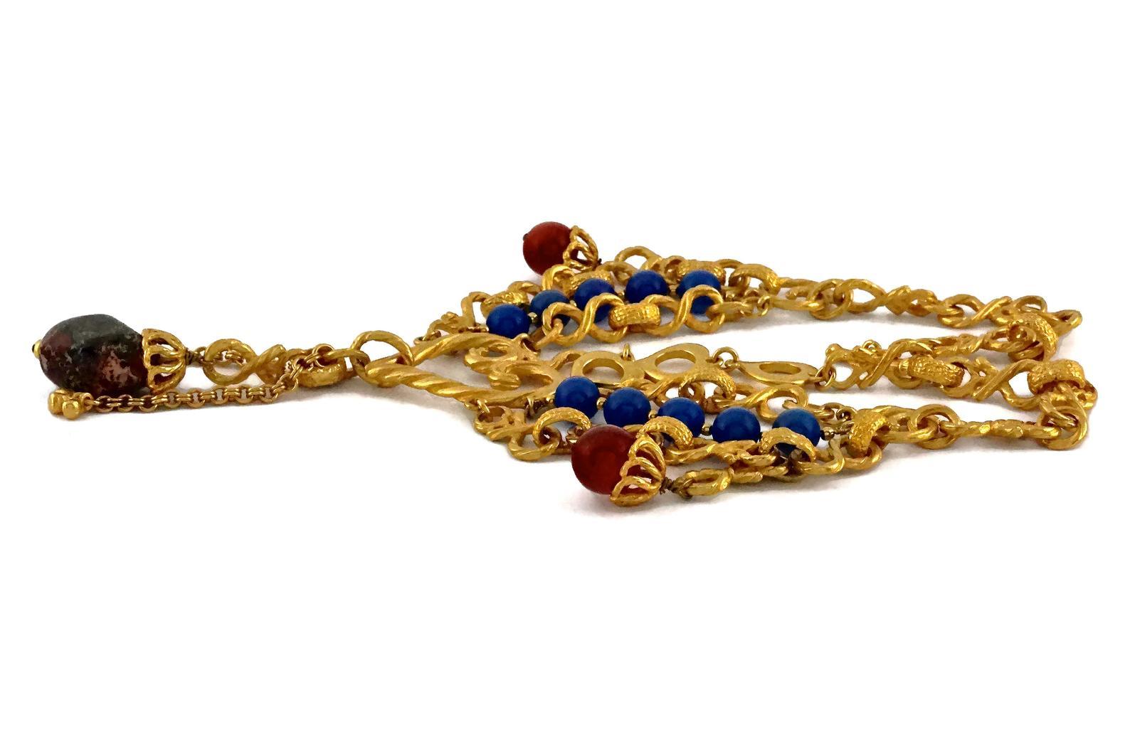 Vintage YVES SAINT LAURENT Ysl Heart Tiered Gilt Bead Necklace For Sale ...