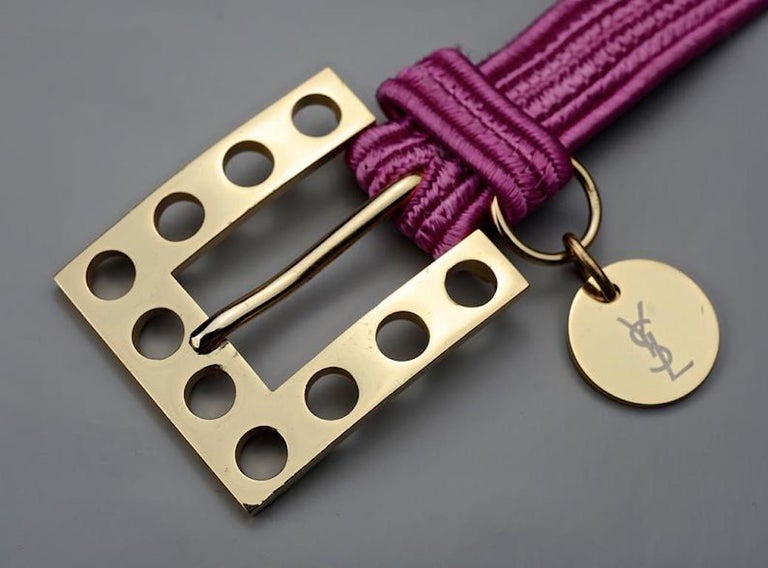 Vintage YVES SAINT LAURENT Ysl Logo Pink Passementerie Belt at 1stDibs