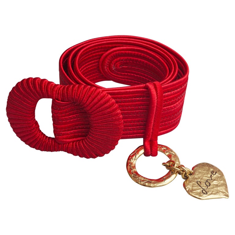 Vintage YVES SAINT LAURENT Ysl Love Red Passementarie Woven Belt at 1stDibs