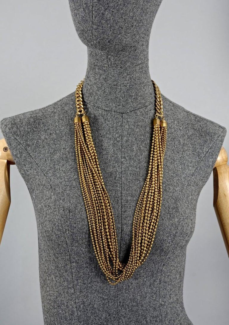 Vintage YVES SAINT LAURENT Ysl Multi Layer Chain Necklace For Sale at ...