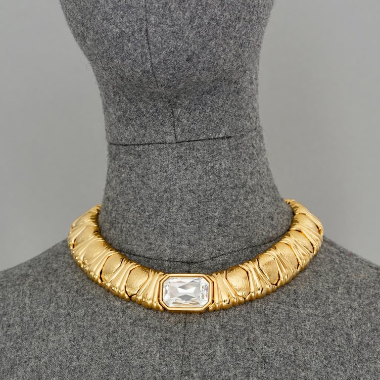 Vintage YVES SAINT LAURENT Ysl Rhinestone Choker Necklace For Sale at ...
