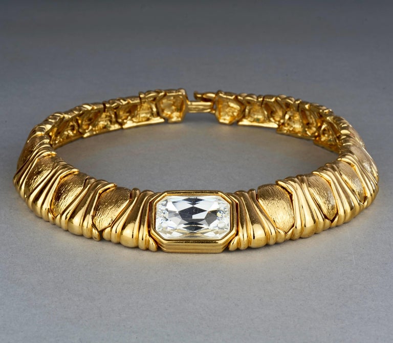 Vintage YVES SAINT LAURENT Ysl Rhinestone Choker Necklace For Sale at ...