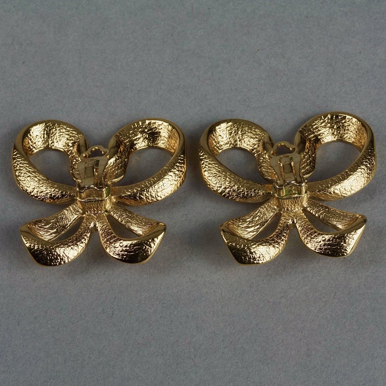 Vintage YVES SAINT LAURENT Ysl Ribbon Bow Earrings For Sale at 1stDibs