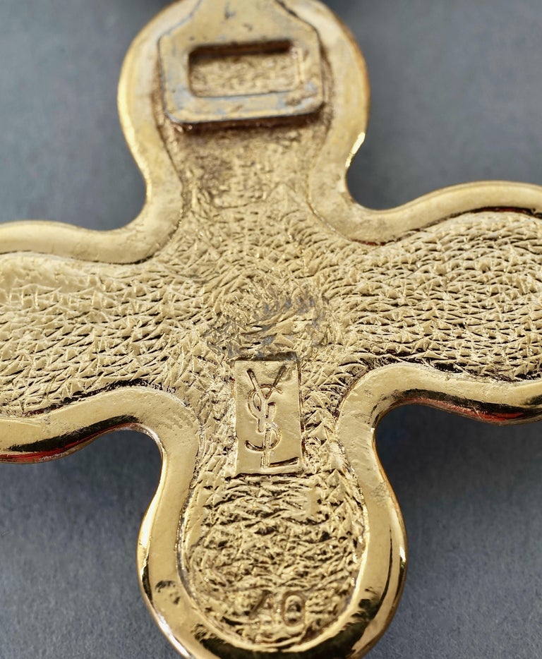 Vintage YVES SAINT LAURENT Ysl Robert Goossens Jeweled Cross Necklace ...