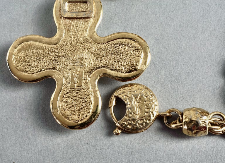 Vintage YVES SAINT LAURENT Ysl Robert Goossens Jeweled Cross Necklace ...