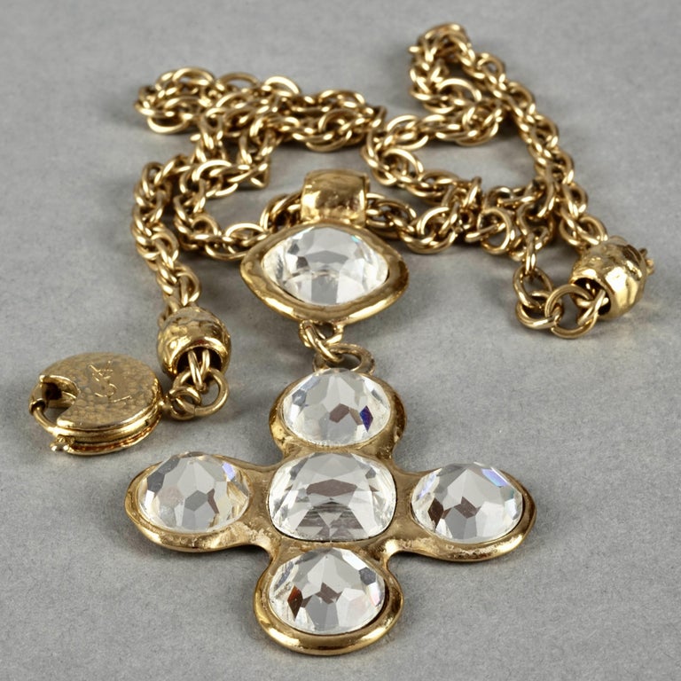 Vintage YVES SAINT LAURENT Ysl Robert Goossens Jeweled Cross Necklace ...